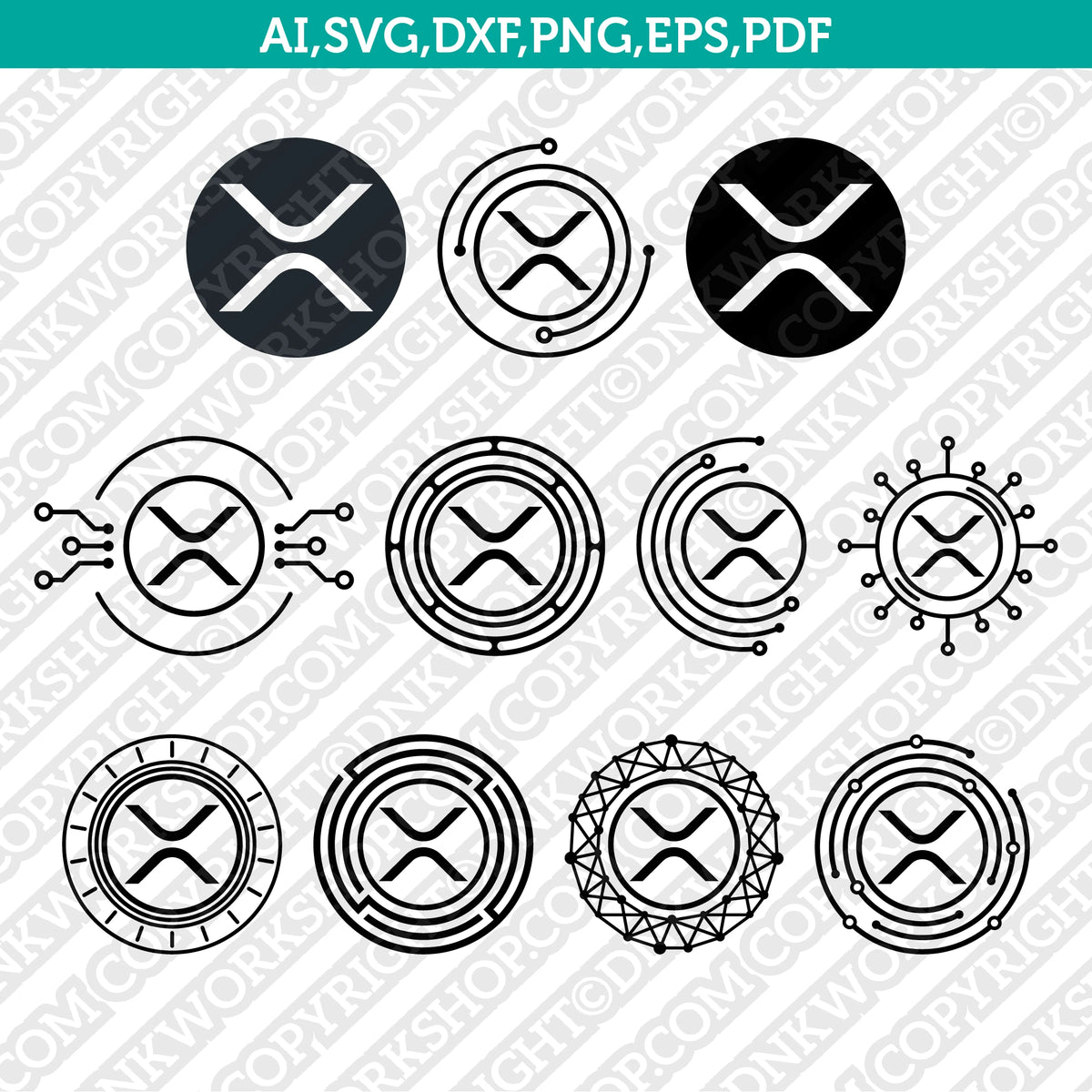 XRP Logo SVG Cryptocurrency Cricut CutFile Clipart Dxf Eps Png Silhoue ...