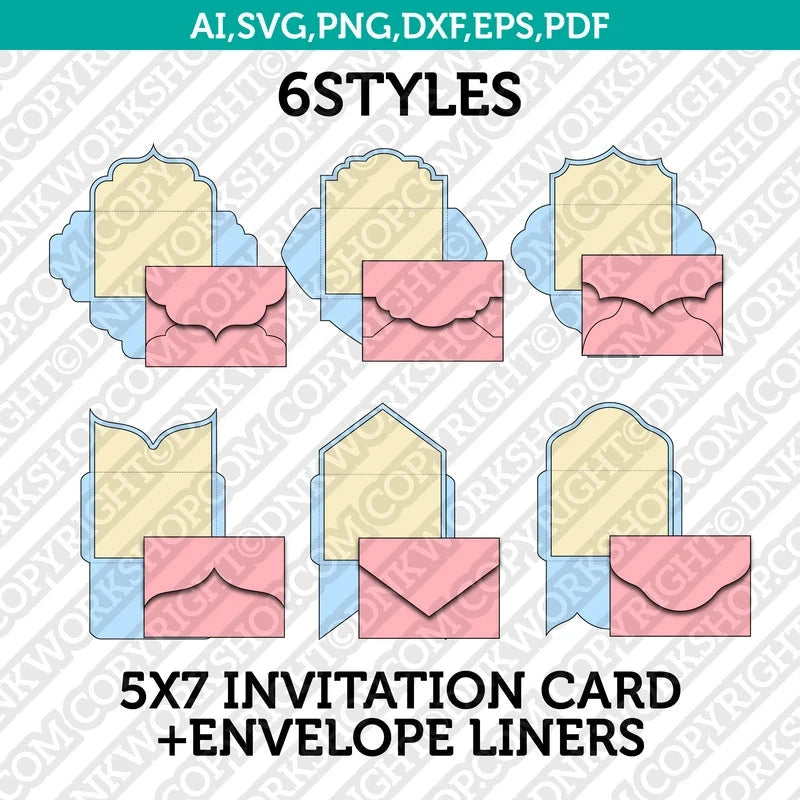 a7 5x7 Envelope Template SVG Laser Cut File Cricut Vector Dxf PNG EPS ...