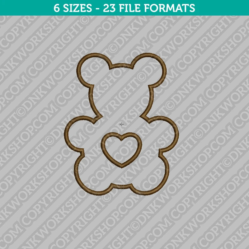 Teddy Bear Embroidery Design Outline - 6 Sizes - INSTANT DOWNLOAD ...